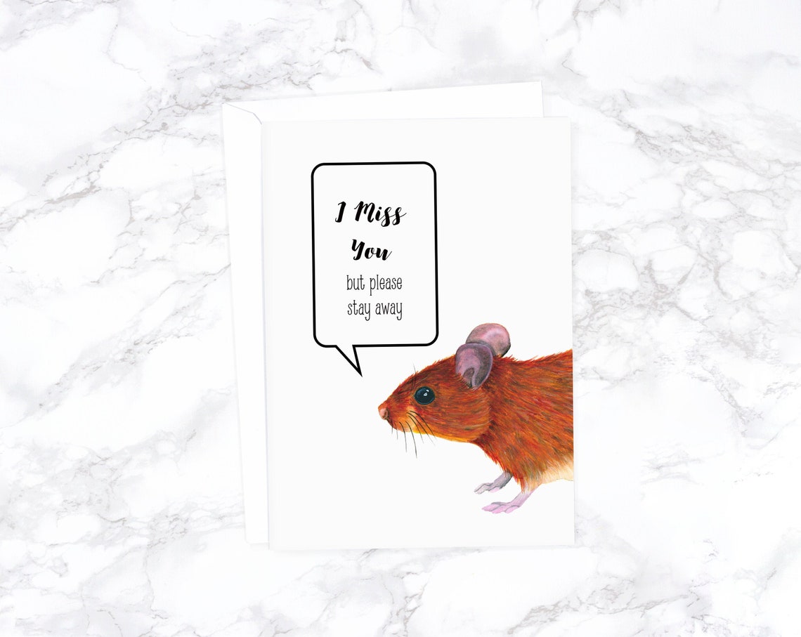 Watercolor Mouse Card Get Well Soon Quarantine Card Social - Etsy