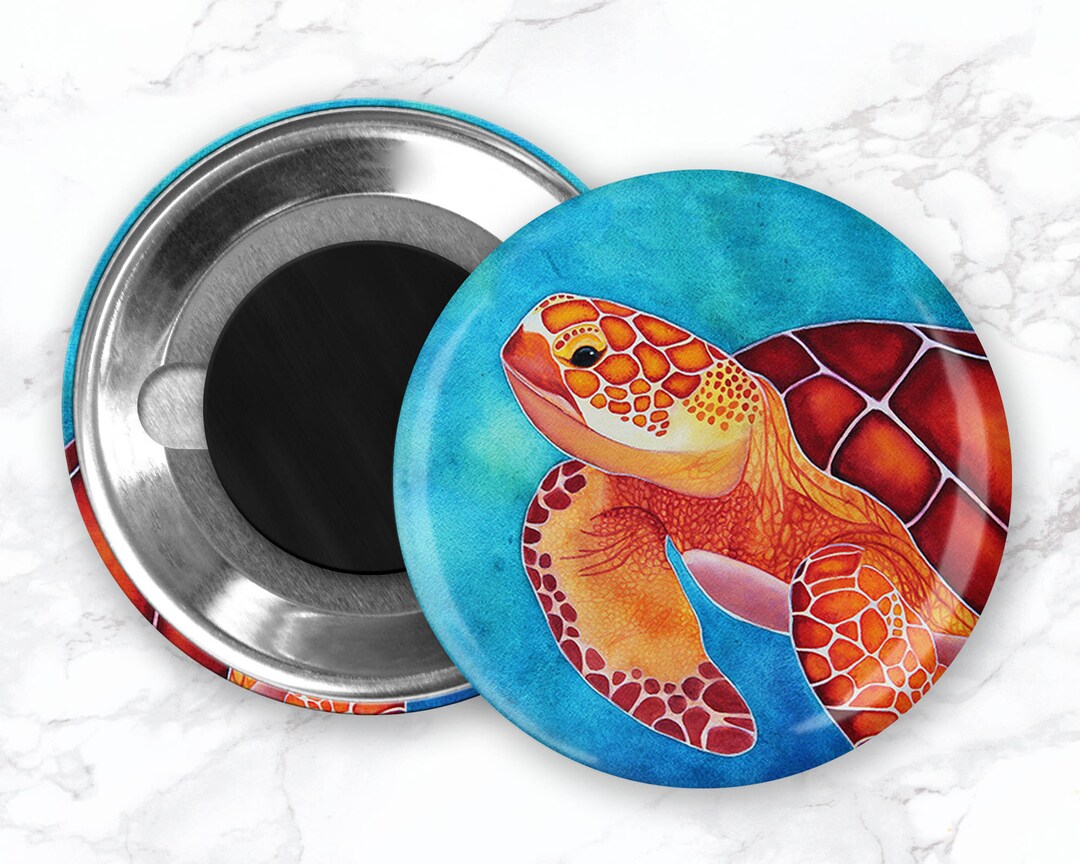 Sea Turtle Magnet, Watercolor Animal Magnet, Fridge Magnet, Nautical ...