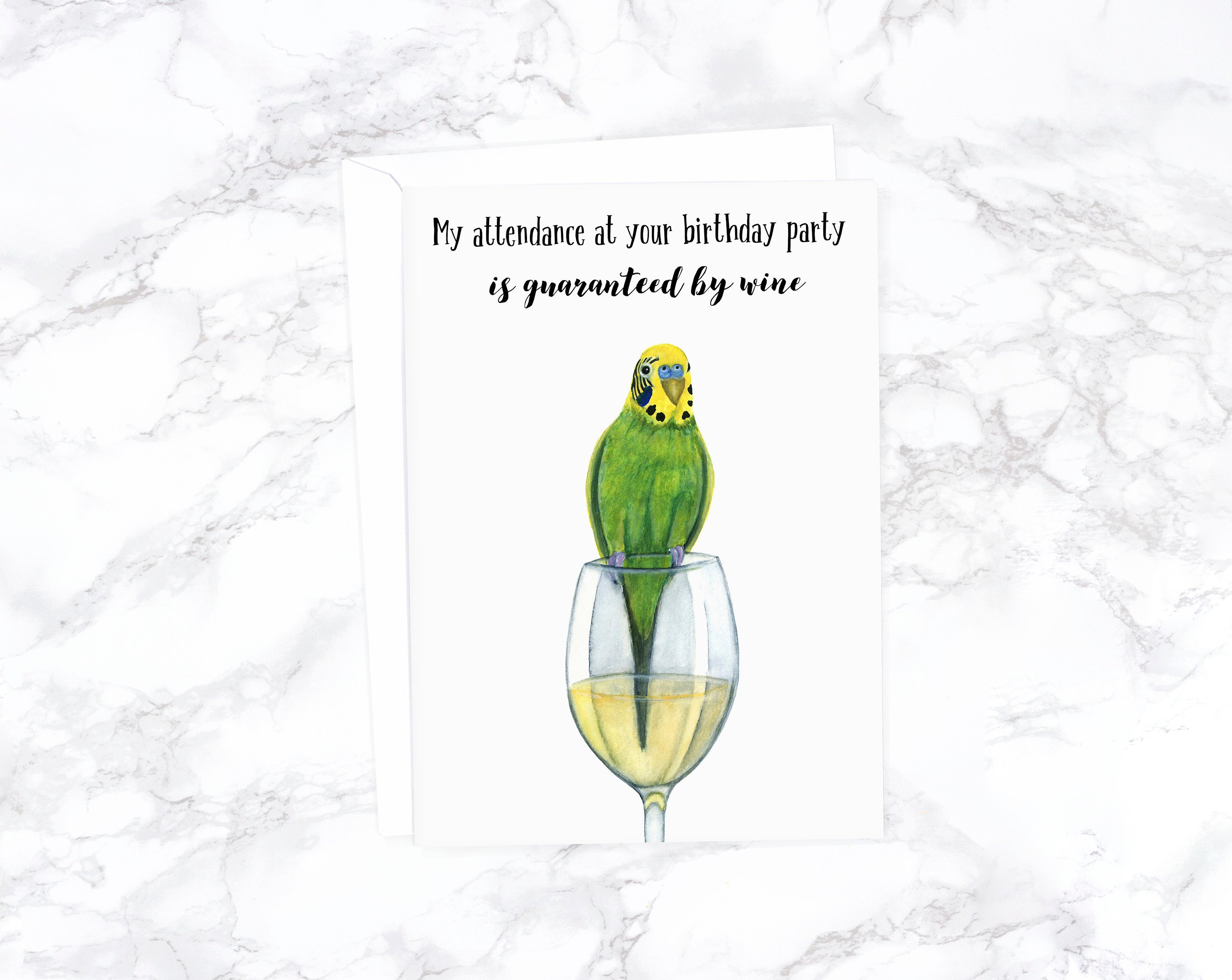 Parakeet Birthday Card Wine Birthday Card Wine Best Friend | Etsy