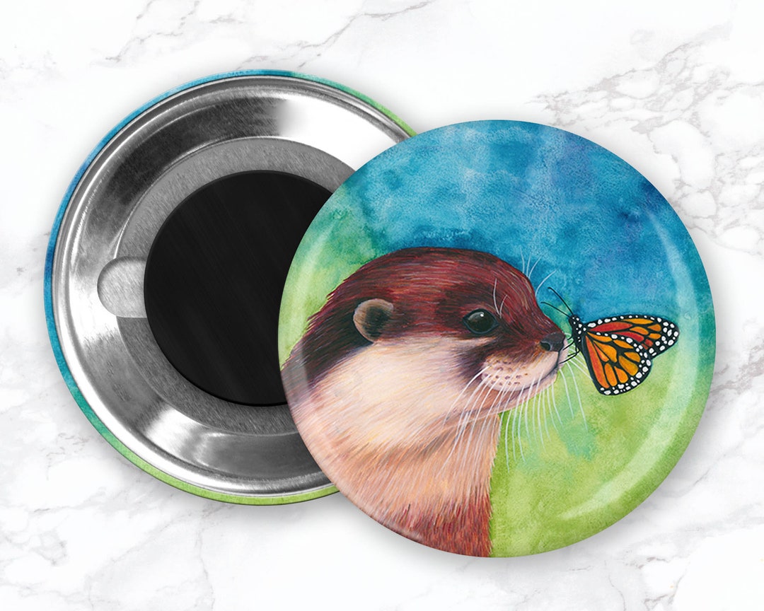 River Otter Magnet Butterfly Magnet Watercolor Animal - Etsy