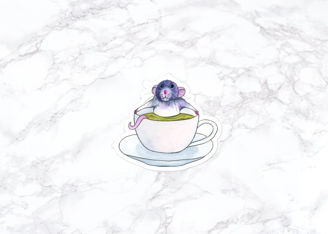 Rat in a Teacup Sticker, Pet Rat Sticker, Water Bottle Stickers, Laptop ...