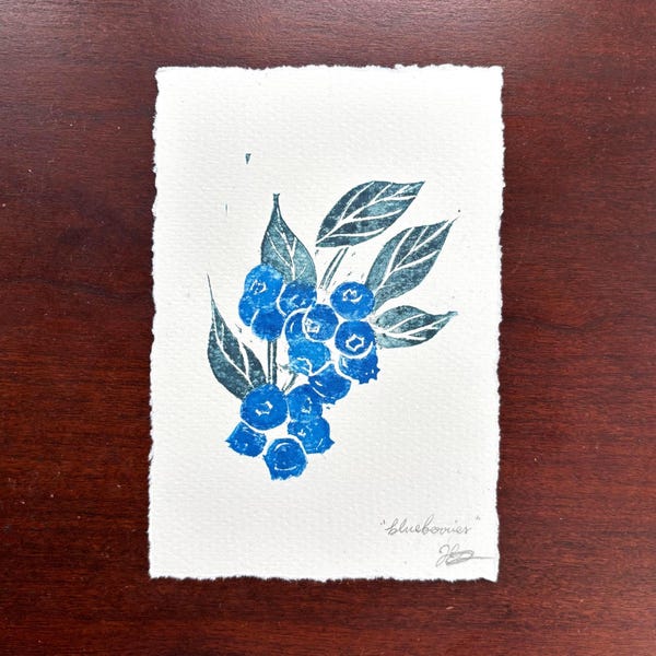 Linocut Blueberry - Etsy