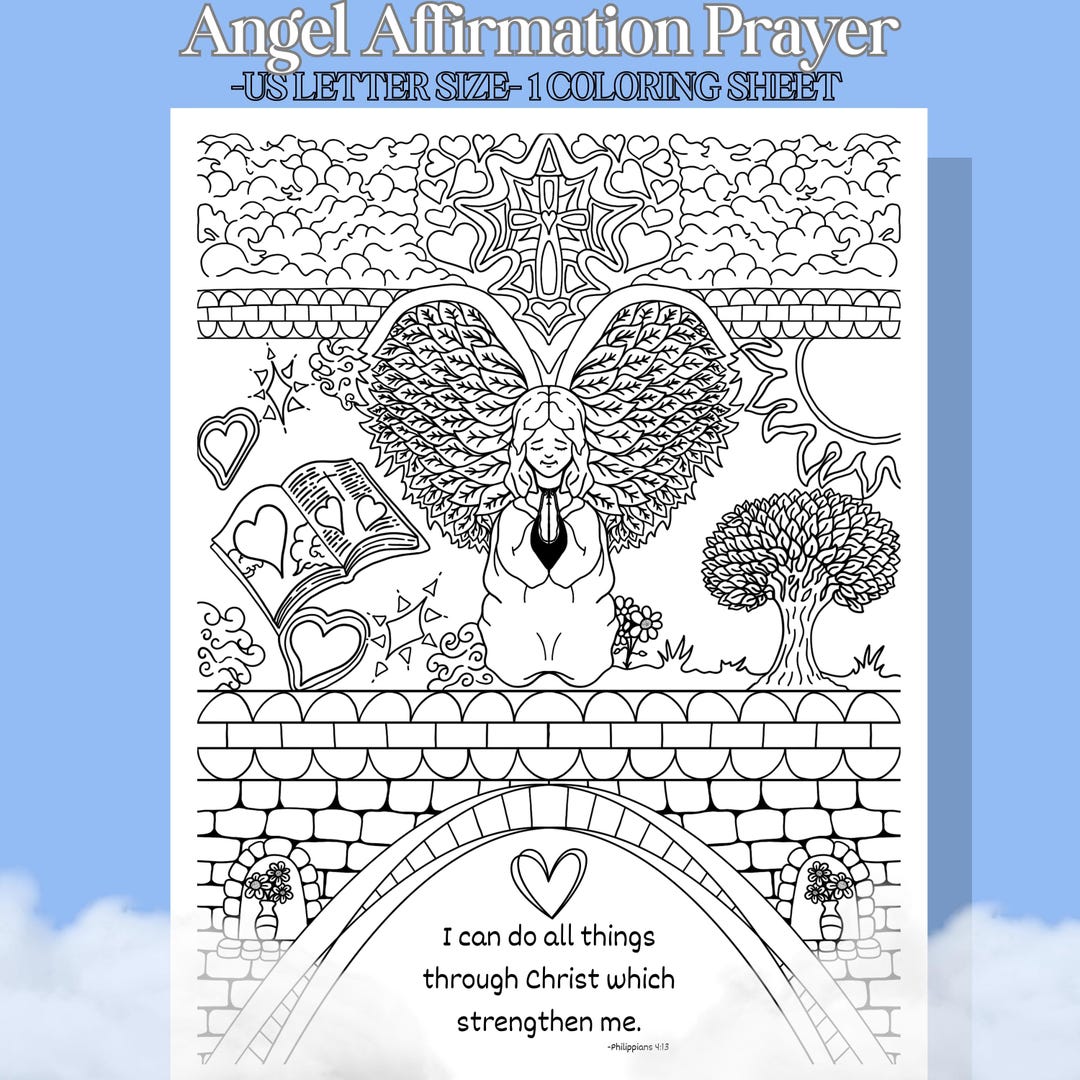 Praying Angel Coloring Page Printable | I Can Do All Things Through ...