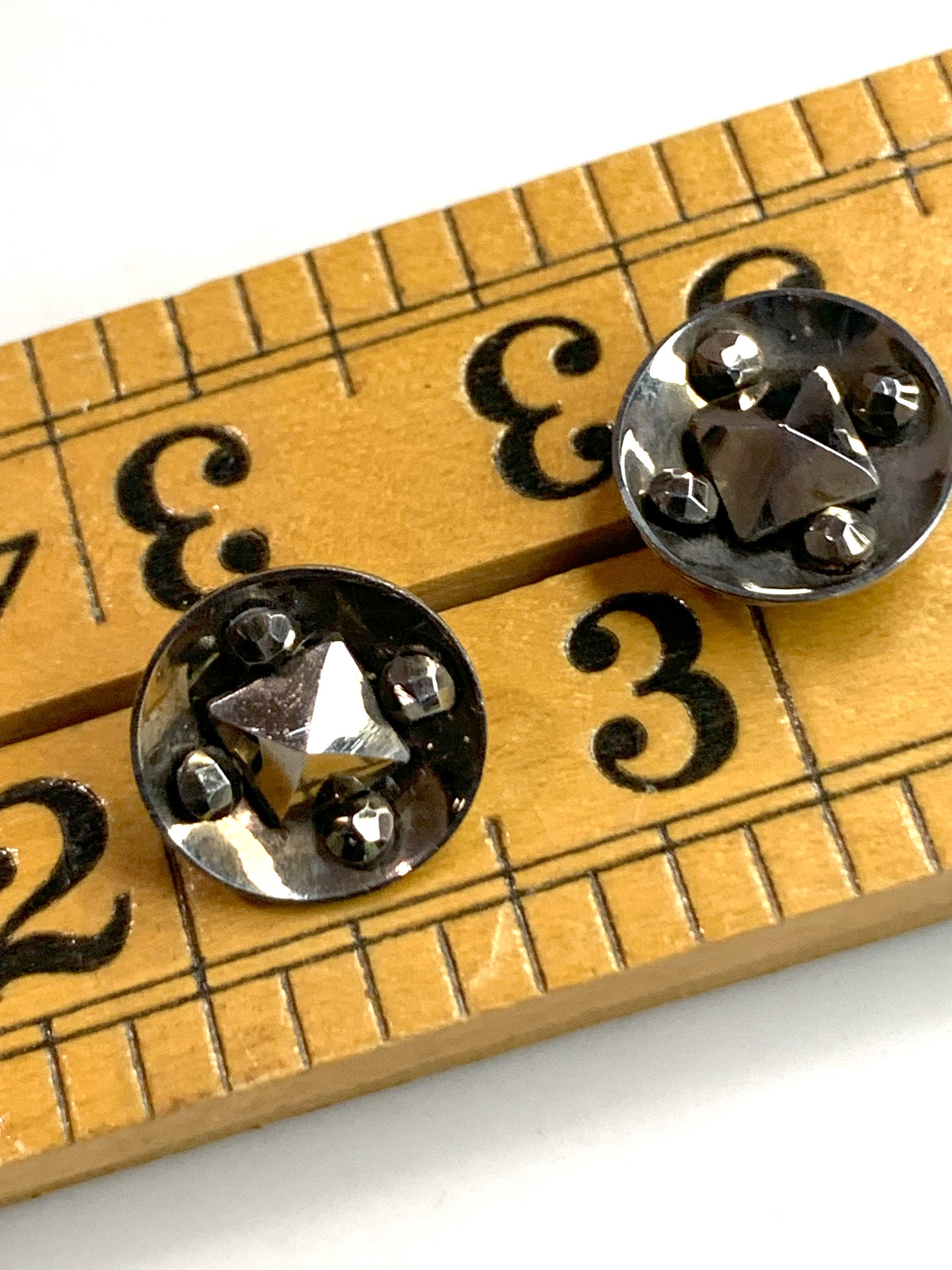 19th Century Antique Cut Steel Cup Button With Unique Shape Cut Steel ...