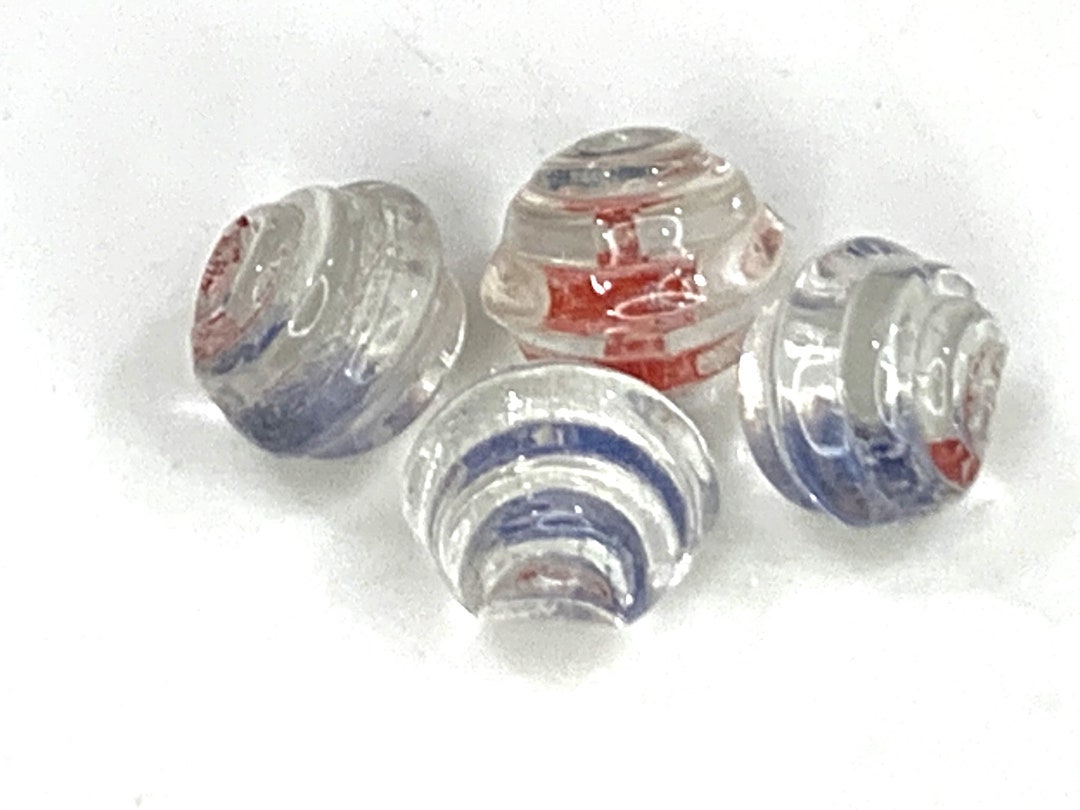 Vintage Clear Swirled Glass Round Ball Domed Buttons Set of 4 Painted ...