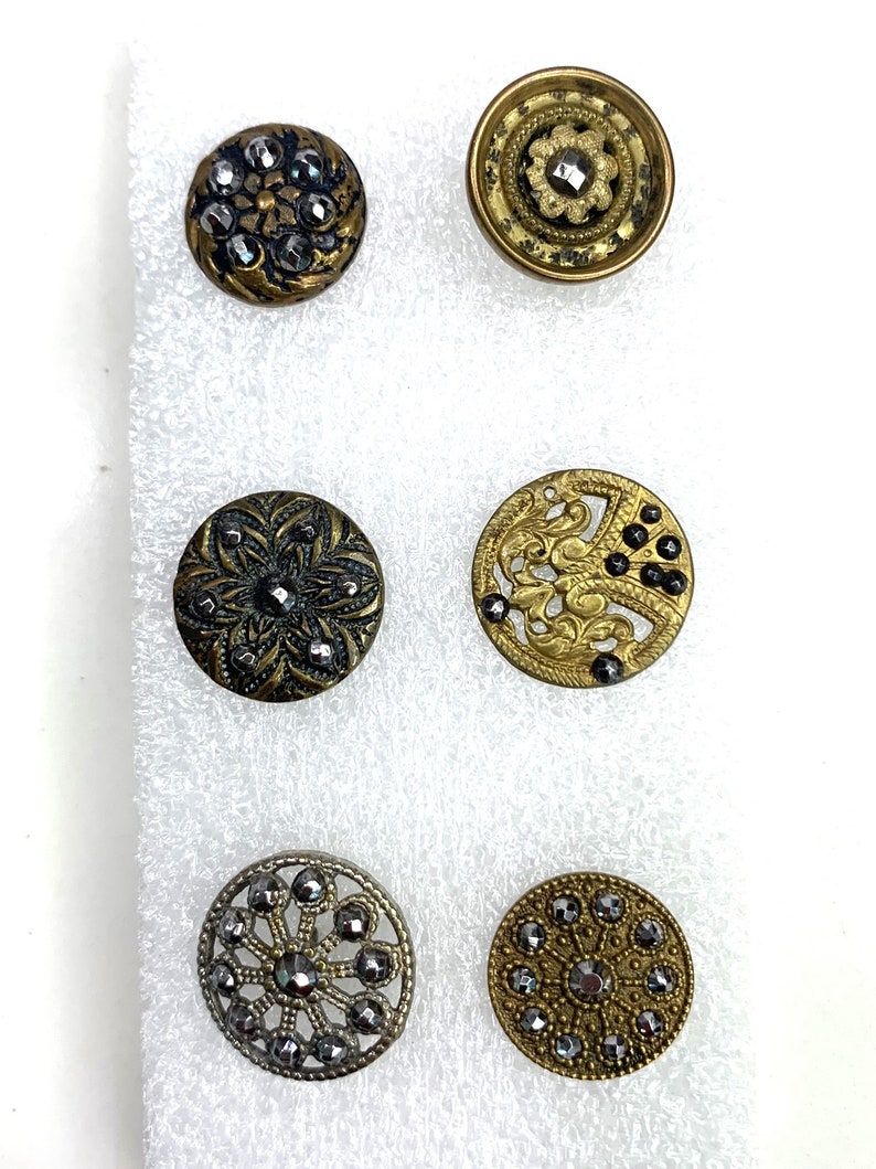 19th Century Antique Cut Steel Buttons, Austrian Tiny Buttons, 3 ...