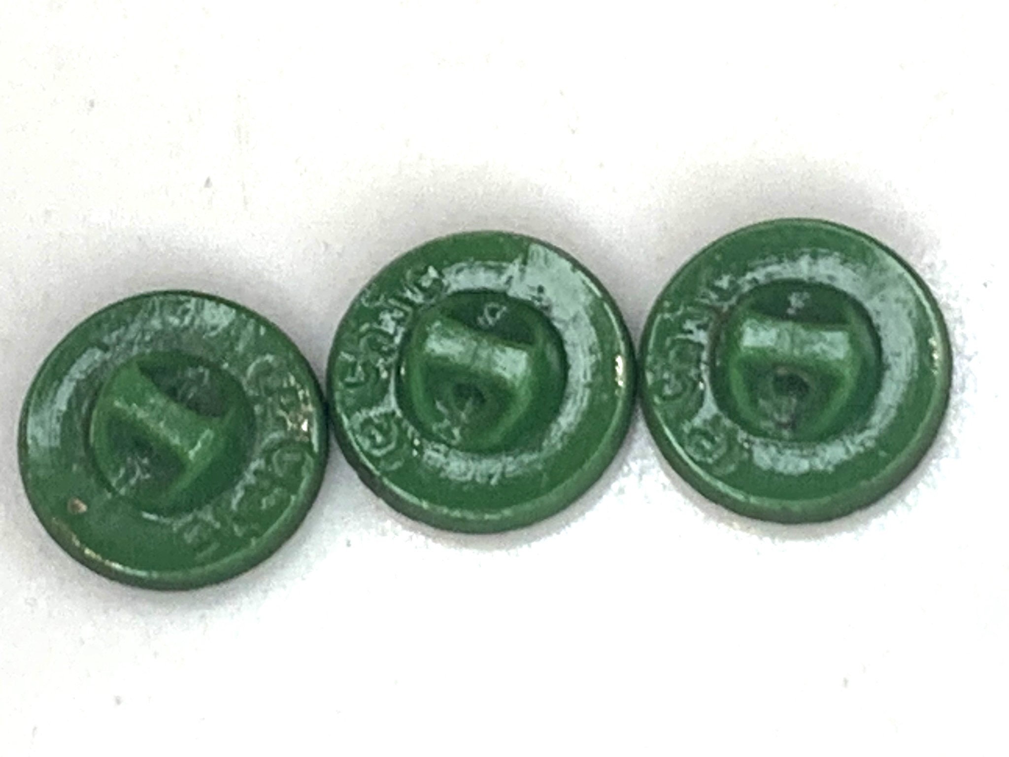 Vintage Glass Buttons Le Chic Green and Gold - Etsy