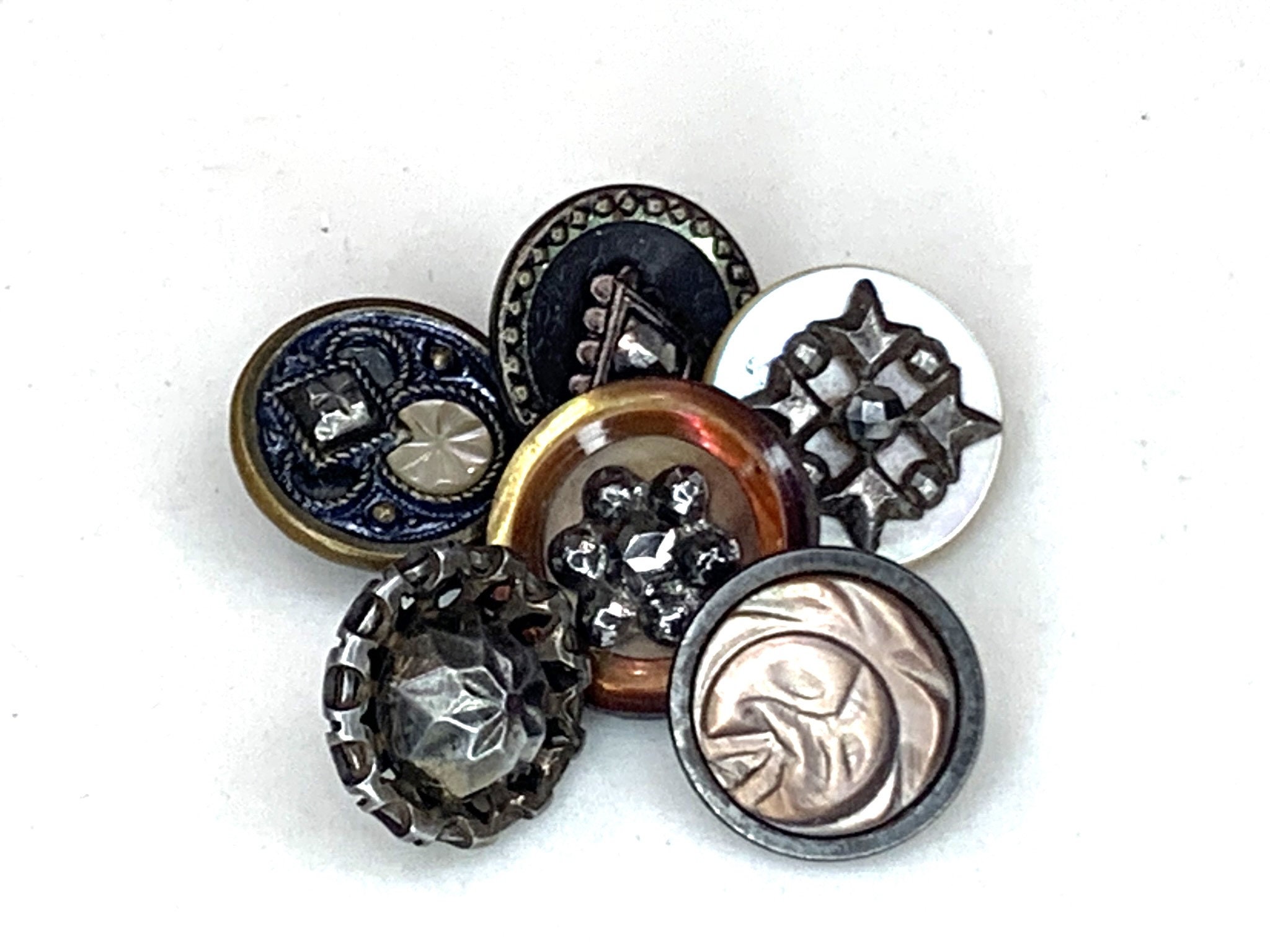 19th Century Antique Cut Steel Buttons, Austrian Tiny Buttons, 3 ...