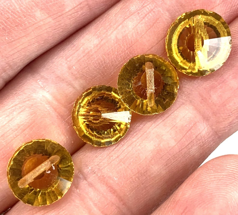 Vintage Antique Amber Glass Buttons, Diminutives, Faceted Cube Self ...