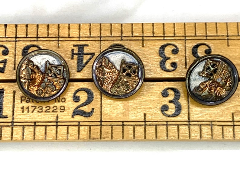 Antique Metal Pictorial Buttons, Copper Church and Bridge, Lot of 3 - Etsy