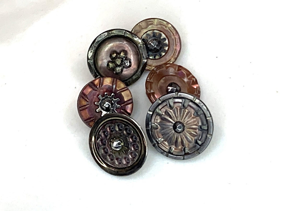 19th Century Antique Cut Steel Buttons, Austrian, Carved Mother of ...