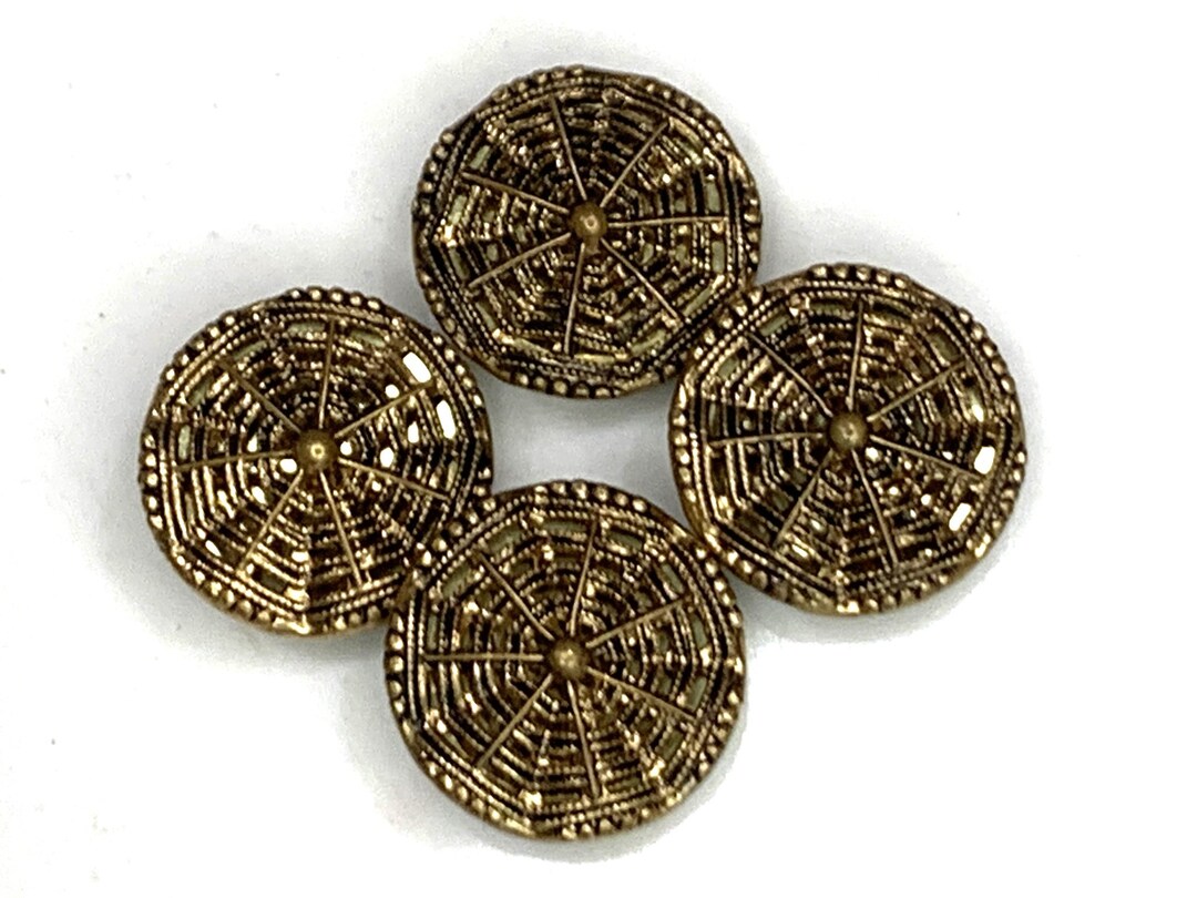 Vintage Brass Filigree Button, Spider Web, Set of 4, Signed - Etsy