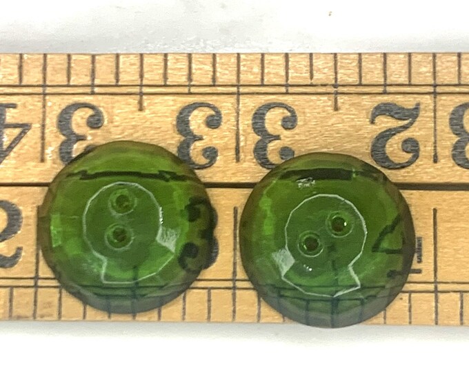 Vintage Green Glass Round Faceted Buttons Set of 2 - Etsy