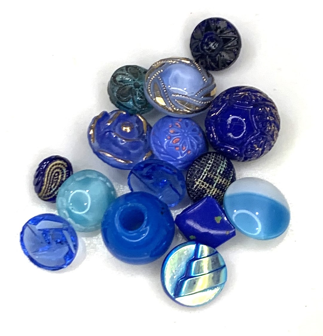 Antique/vintage Blue Glass, Crystal Buttons - Mixed Lot of 15 - Etsy