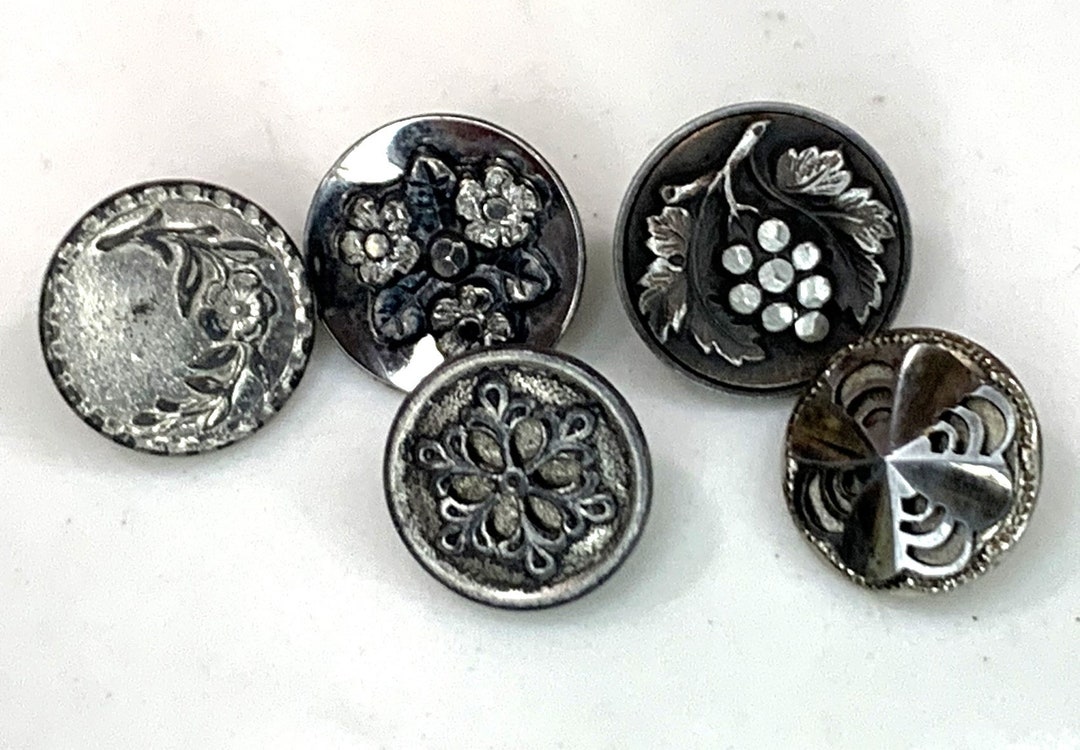 Vintage Silver Metal Buttons, Lot of 5 - Etsy