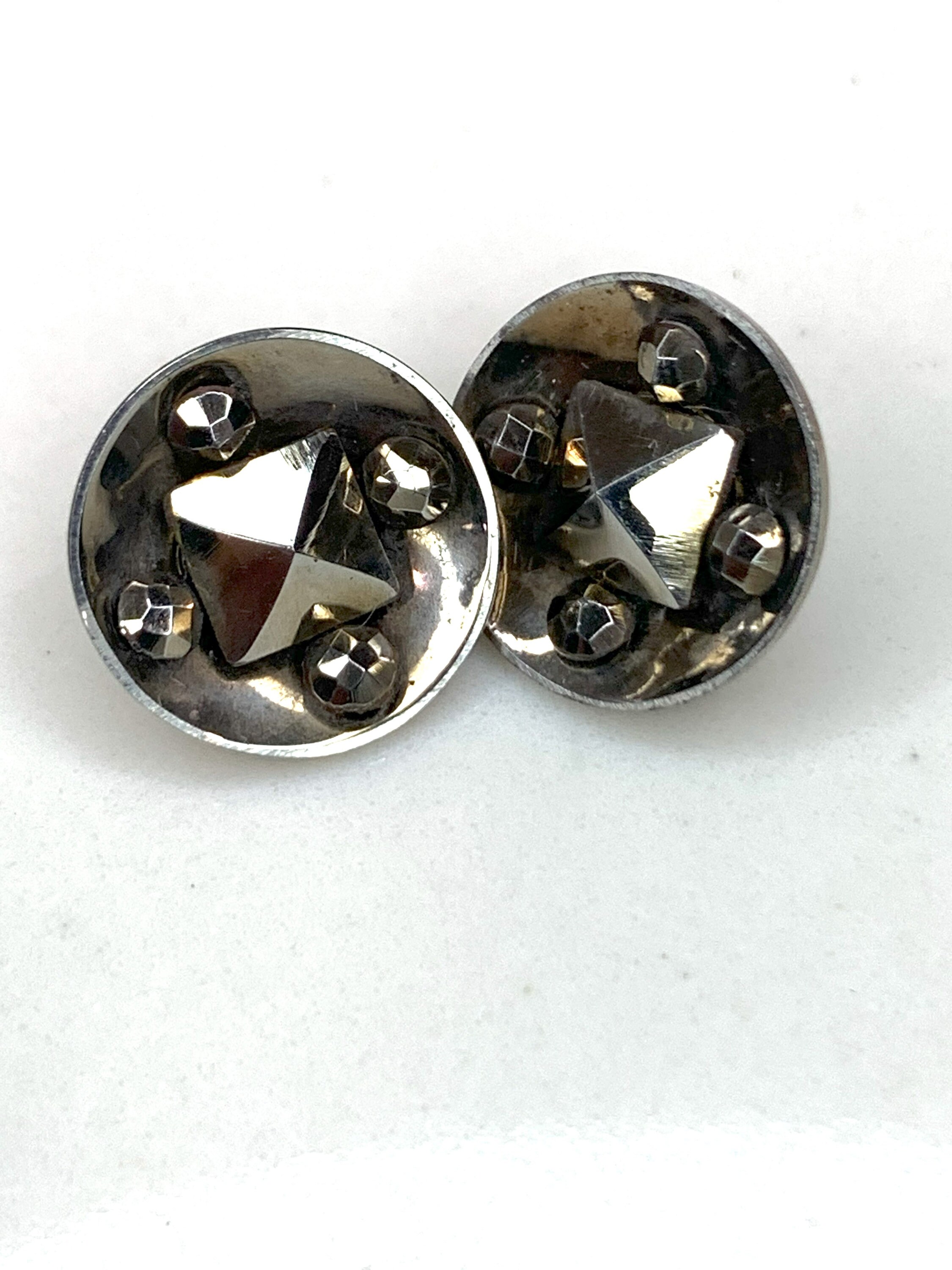 19th Century Antique Cut Steel Cup Button With Unique Shape Cut Steel ...