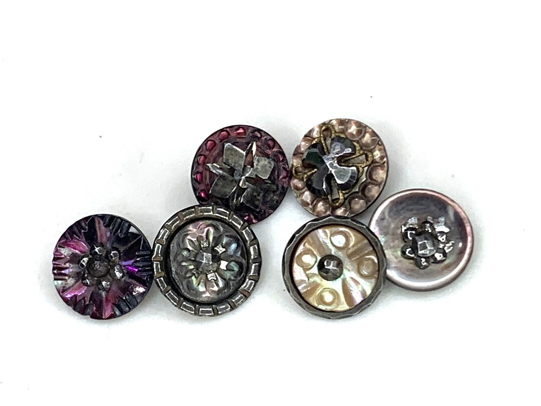 19th Century Antique Cut Steel Buttons, Austrian Tiny Buttons, Special ...