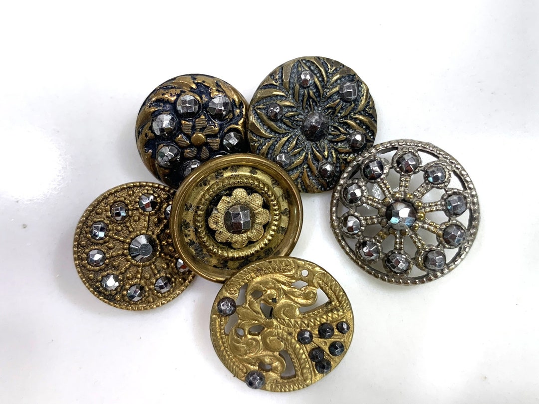 19th Century Antique Cut Steel Buttons, Austrian Tiny Buttons, 3 ...
