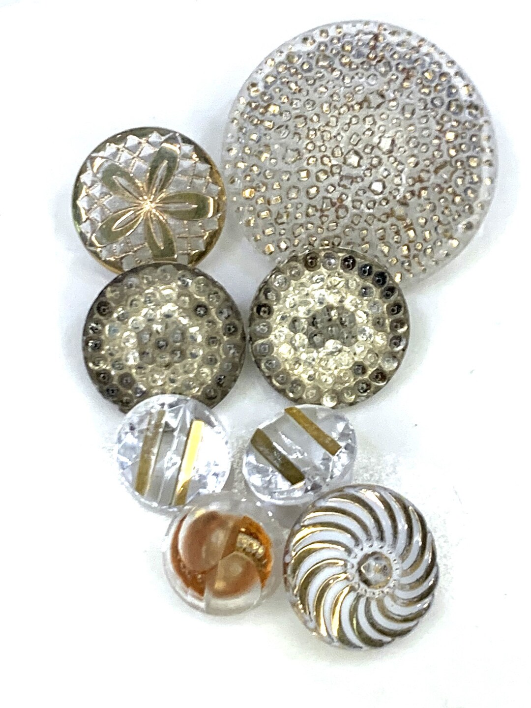Vintage Clear Cut and Gold Luster Buttons Mixed Lot of 8 - Etsy
