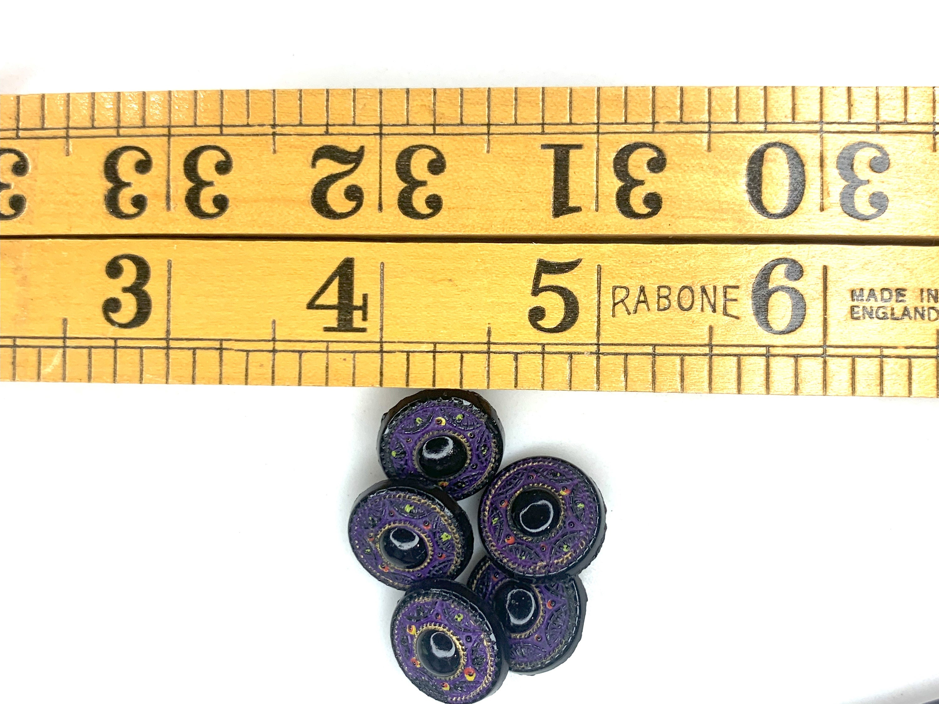 Vintage Painted Black Glass Buttons With Metal Loop Shanks Set of 5 - Etsy