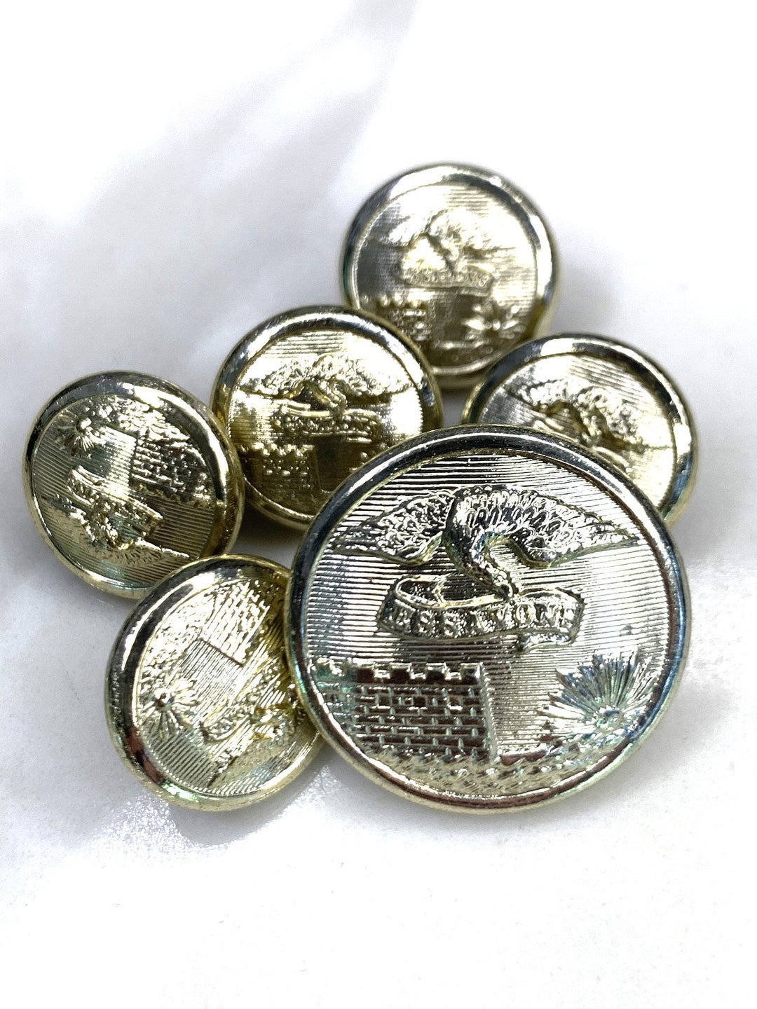 Vintage Silver Tone Army Corp of Engineers Uniform Buttons, Essayons ...