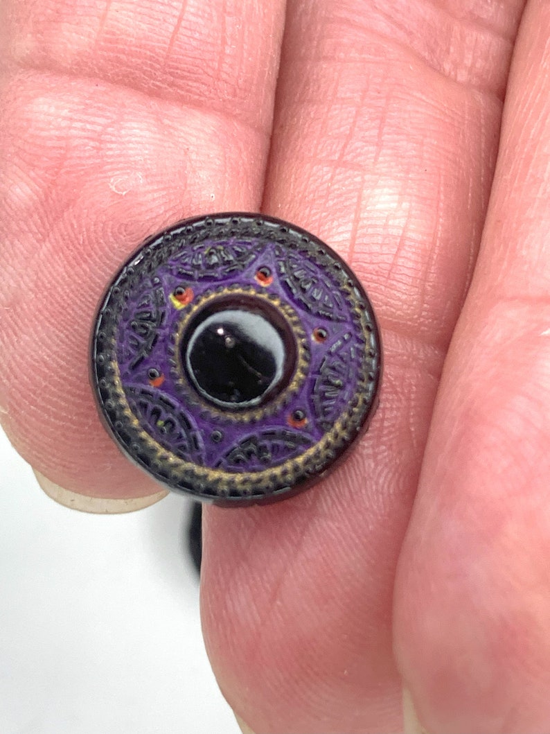 Vintage Painted Black Glass Buttons With Metal Loop Shanks Set of 5 - Etsy