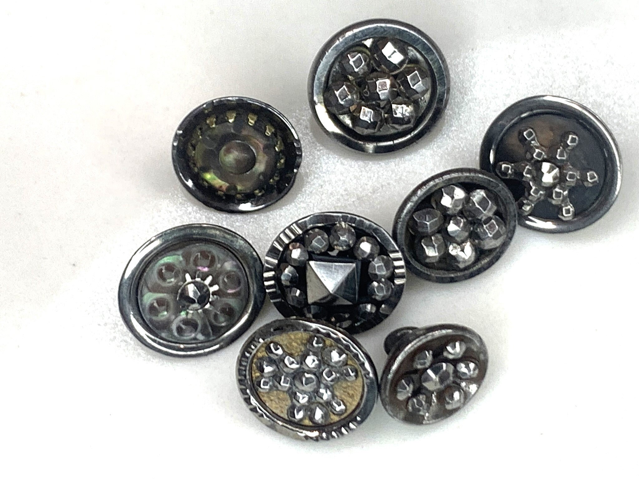 19th Century Antique Fancy Cut Steel Cup Buttons, Special Shaped Cut ...