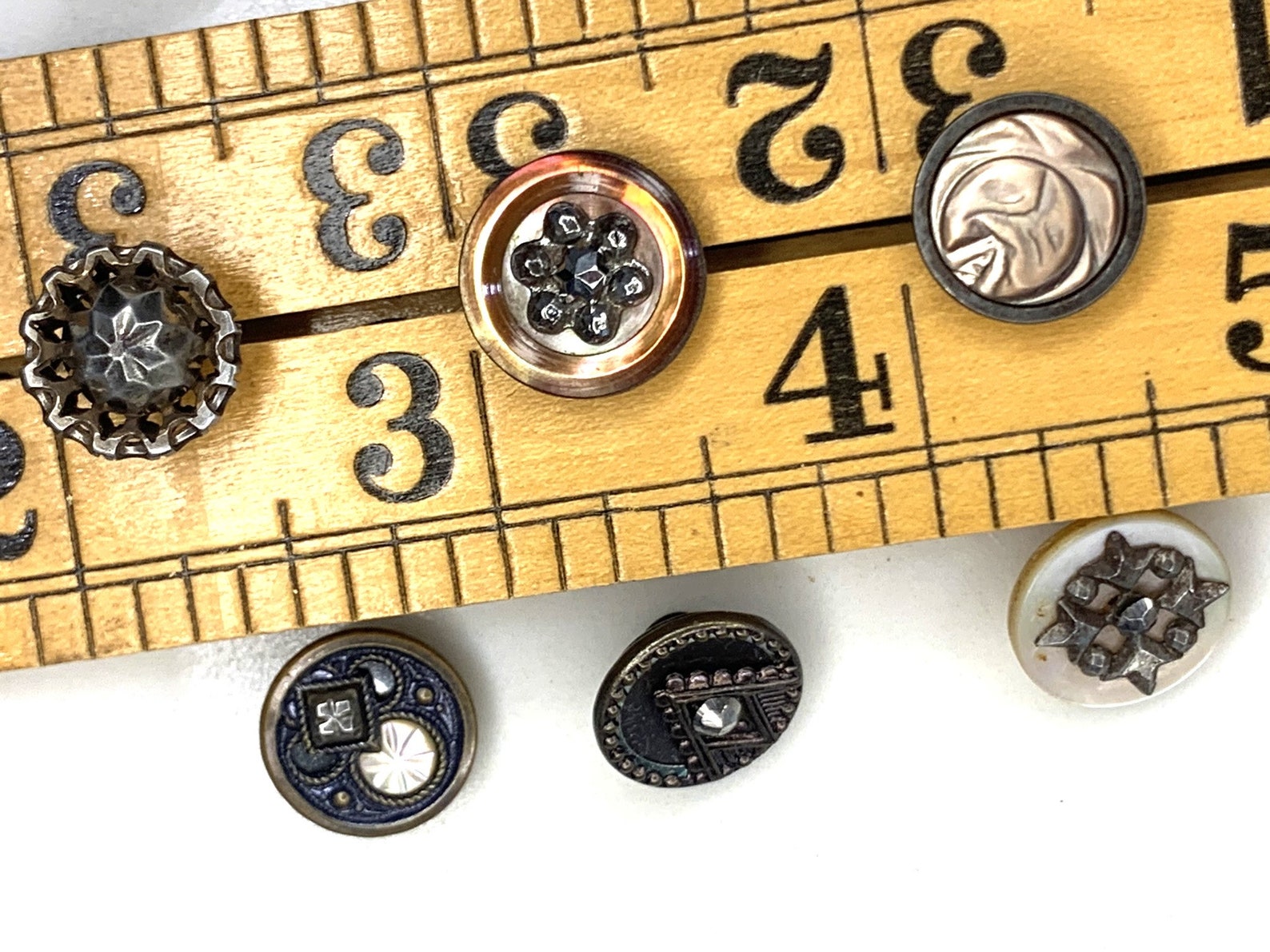 19th Century Antique Cut Steel Buttons, Austrian Tiny Buttons, 3 ...