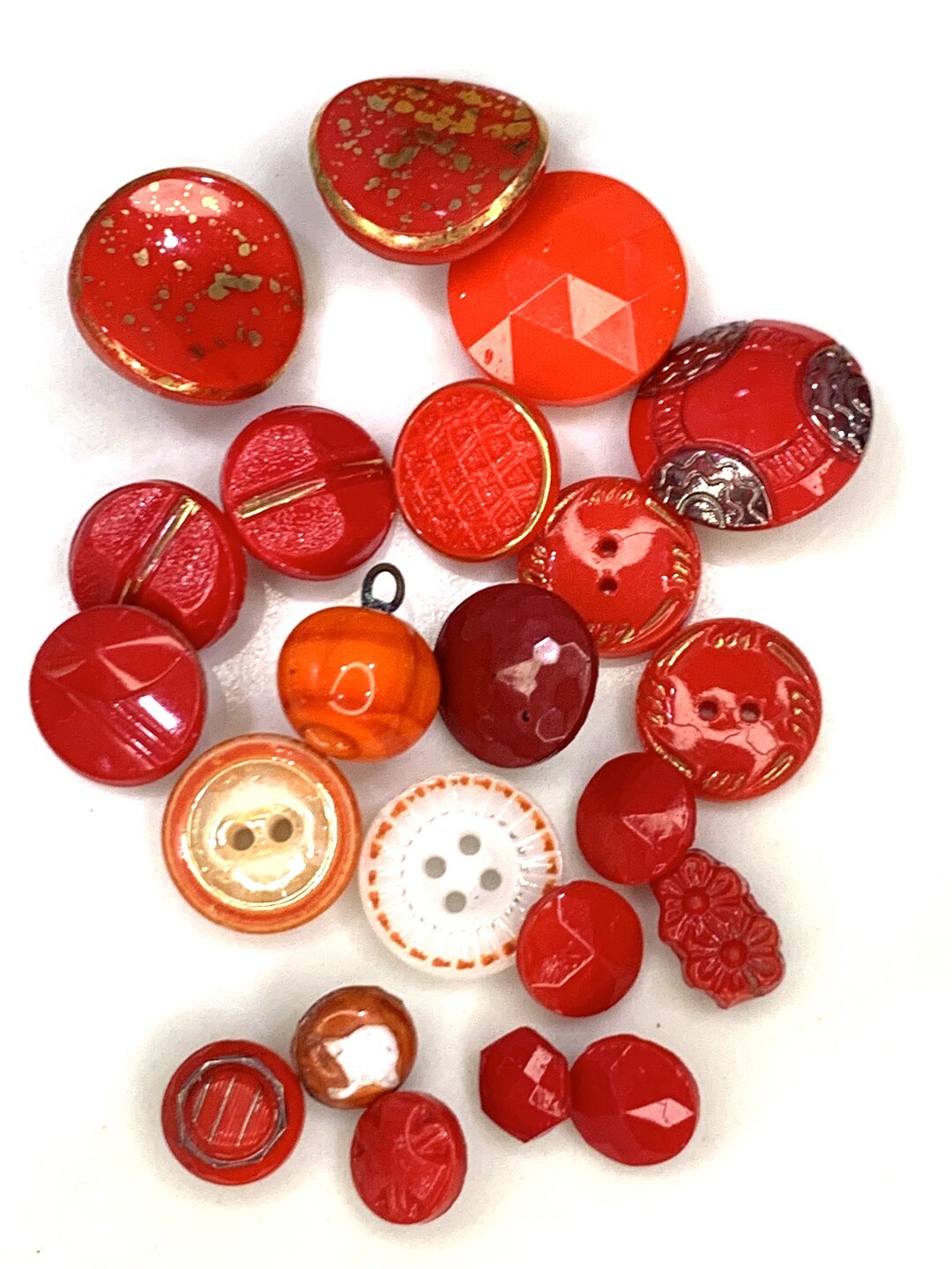 Antique/vintage Red Glass Buttons, Diminutives, Small and Medium ...