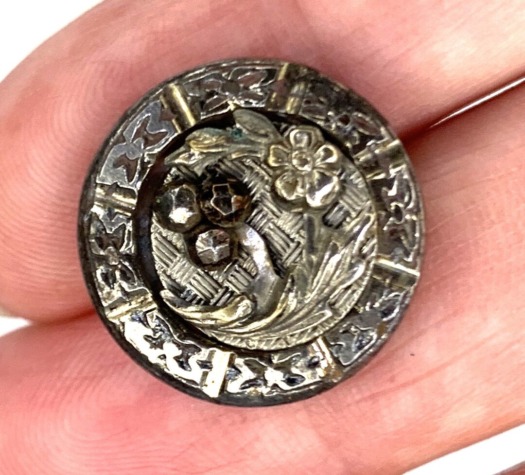 19th Century Antique Cut Steel Button, Floral Pattern - Etsy