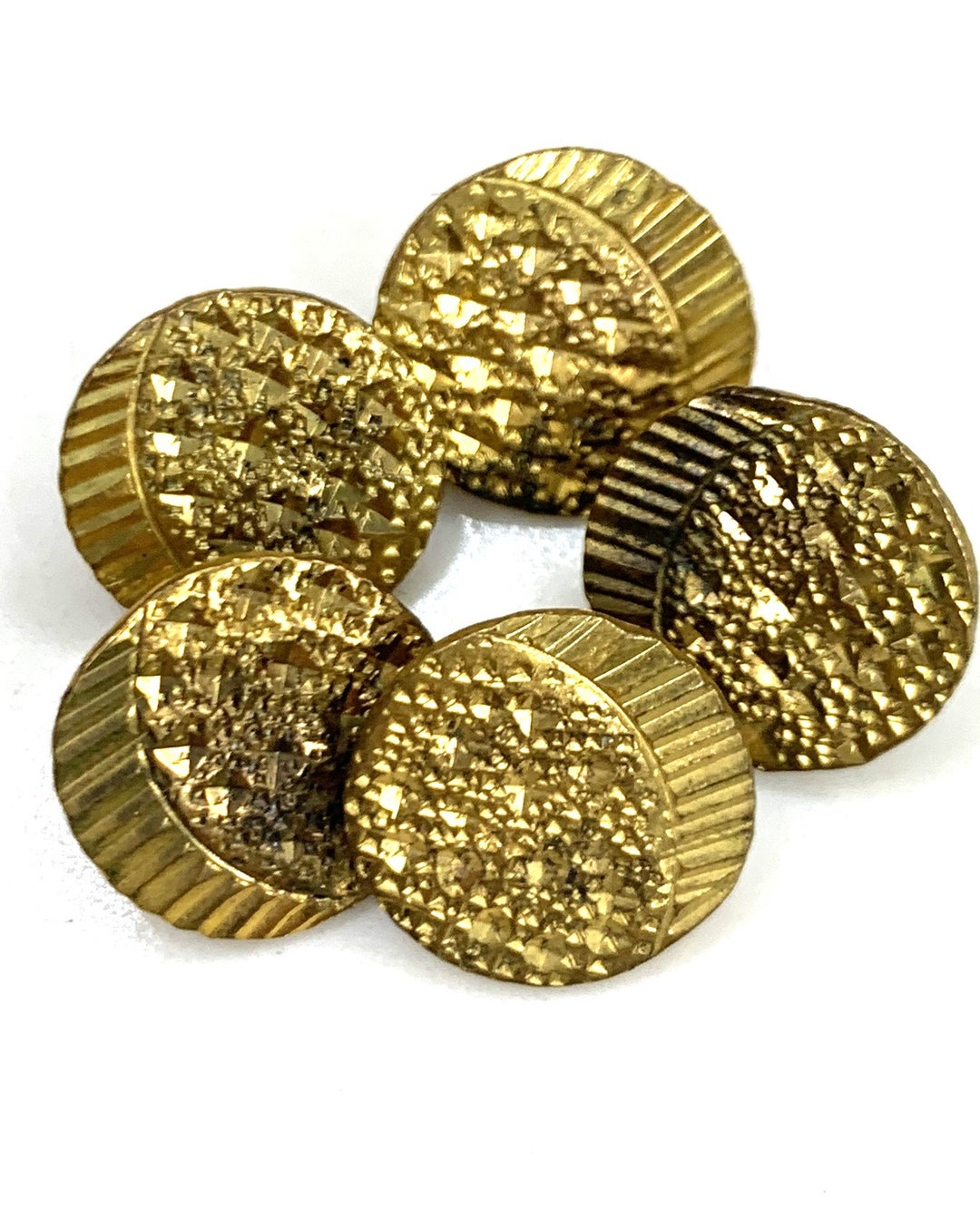 Vintage Metal Textured Buttons, Set of 5 - Etsy