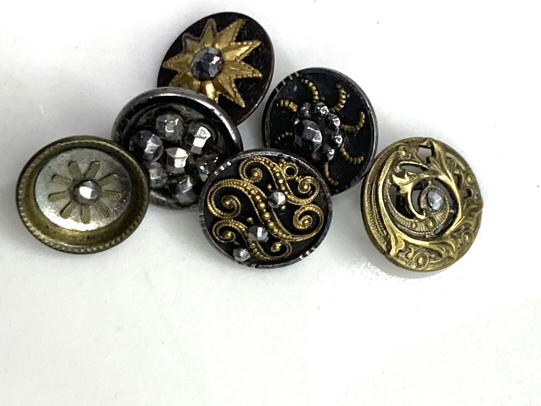 19th Century Antique Cut Steel Buttons, Austrian Tiny Buttons, 3 ...