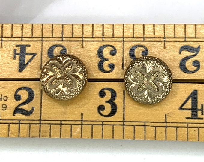 Antique Victorian Etched, Textured Floral, Gold Metal Buttons Lot of 2 ...