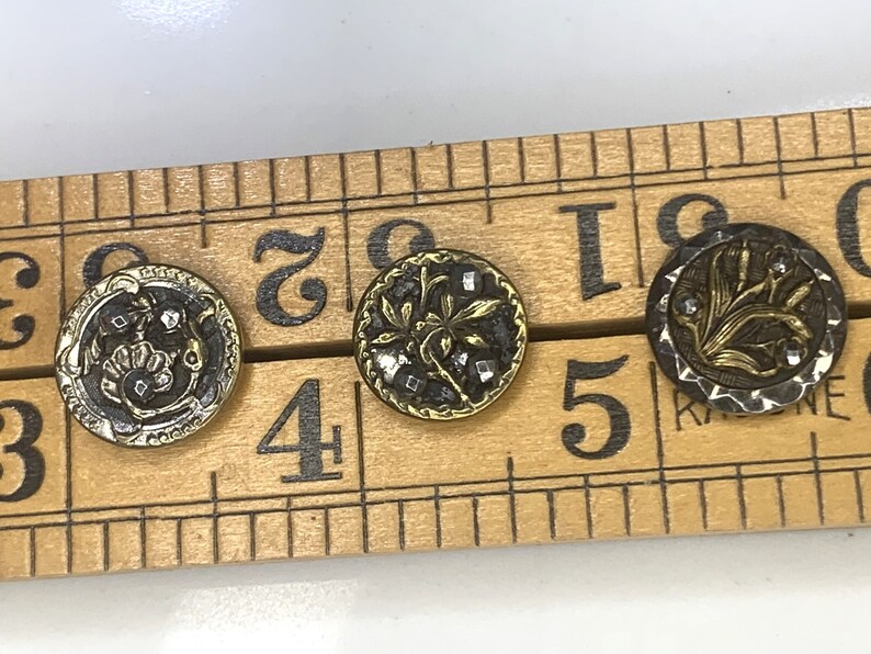 19th Century Antique Cut Steel Buttons, Austrian Tiny Buttons, 3 ...
