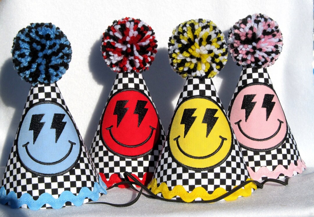 Party Hat Checkered Party Hat One Happy Dude Birthday Hat Cool Dude ...