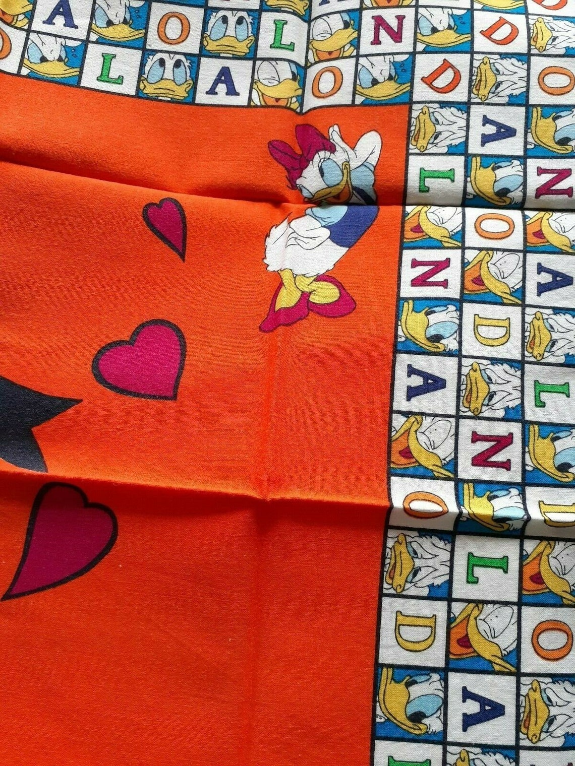 Vtg Disney Donald & Daisy Duck Bandana Neckerchief 19" Square Disneyana ...