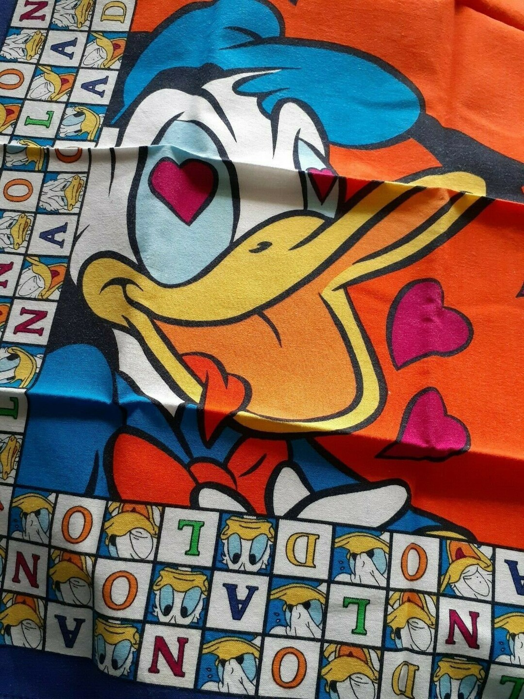 Vtg Disney Donald & Daisy Duck Bandana Neckerchief 19" Square Disneyana ...