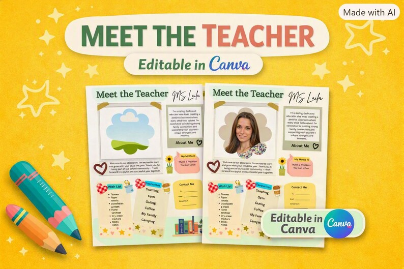 About Me Teacher Template | Neutral Classroom Newsletter | Back to ...