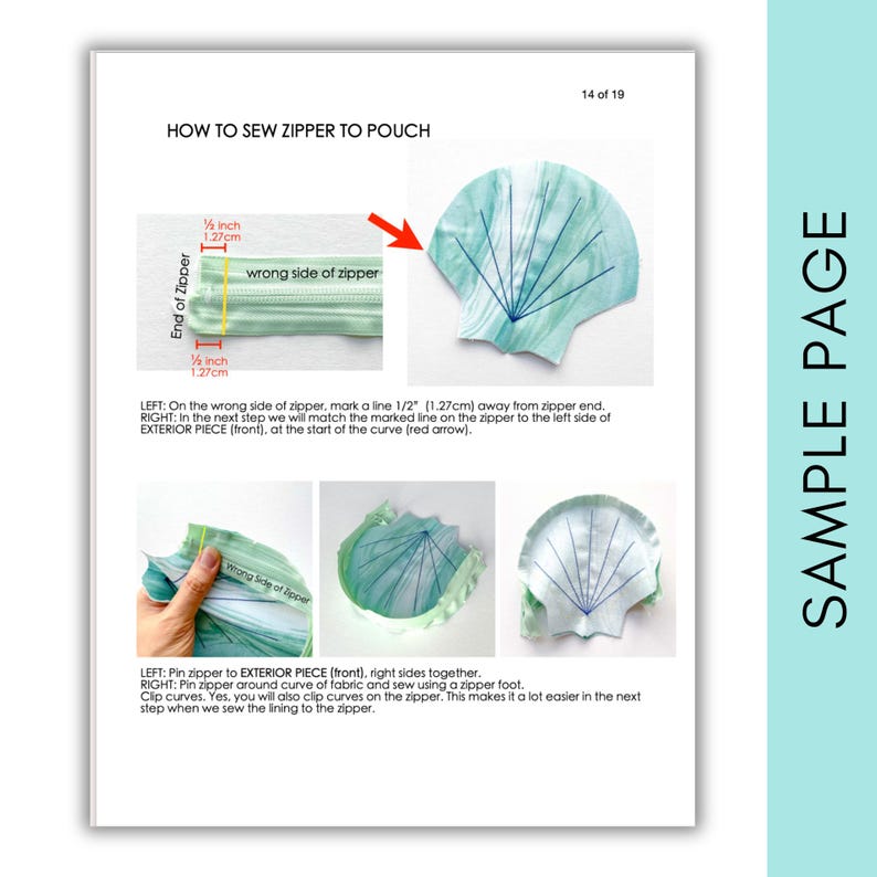 Clam Shell Zipper Pouch Sewing Pattern | Ocean Theme (PDF Pattern) - Etsy