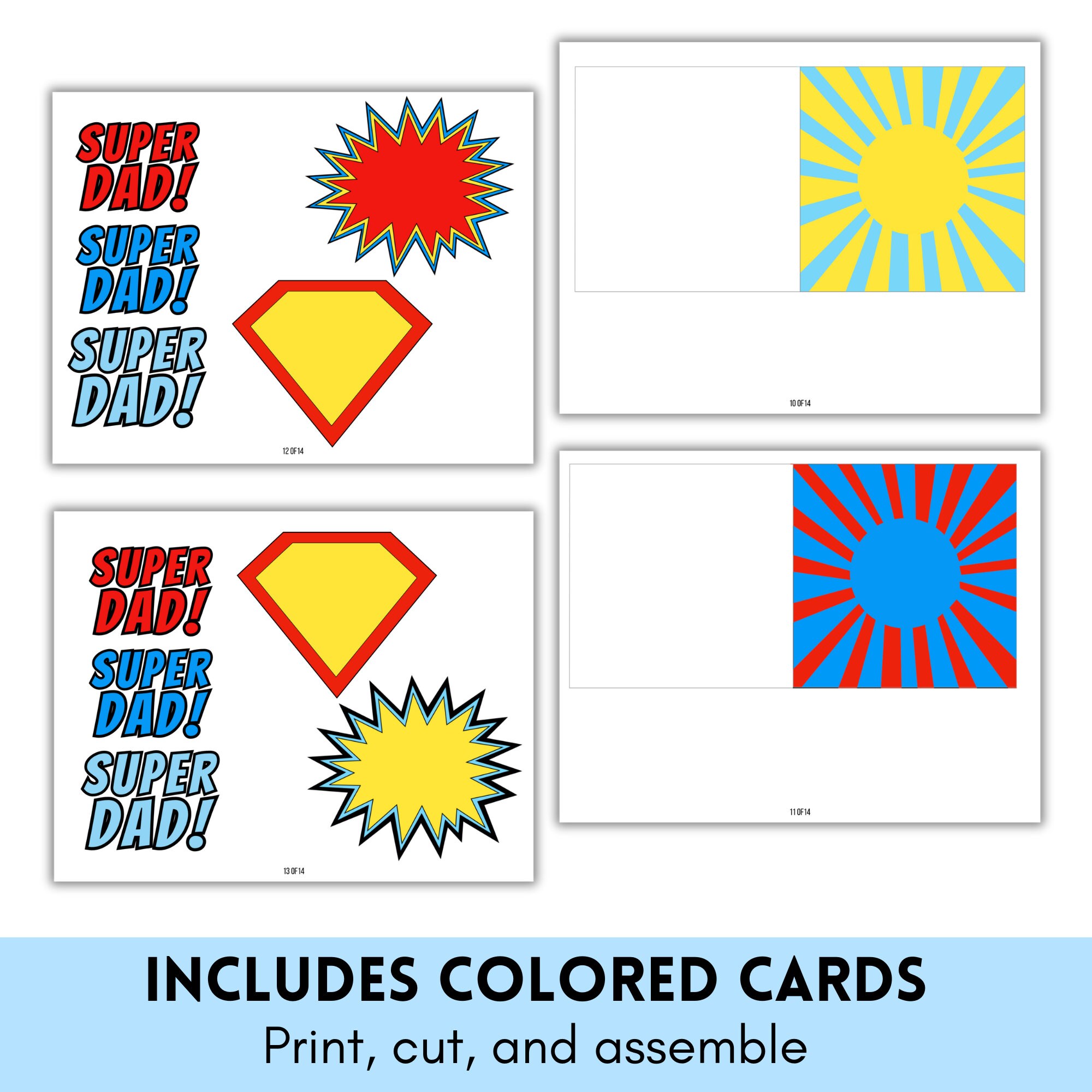 Printable Super Dad Coloring Card INSTANT DOWNLOAD Father's's Day ...