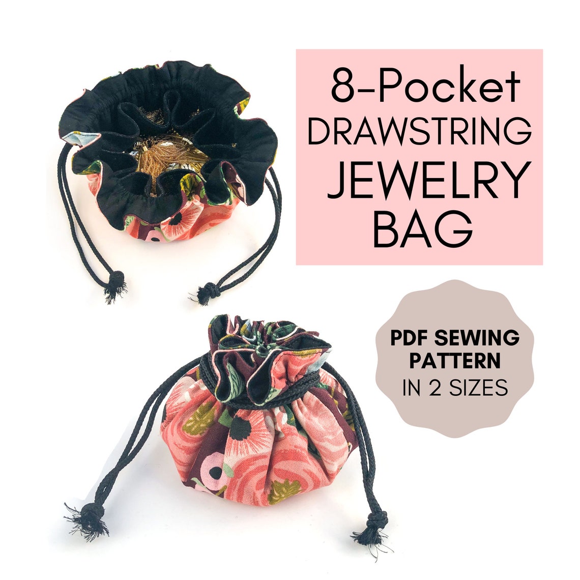 Jewelry Bag PDF Sewing Pattern | 2 Sizes | Instant Download | Easy ...