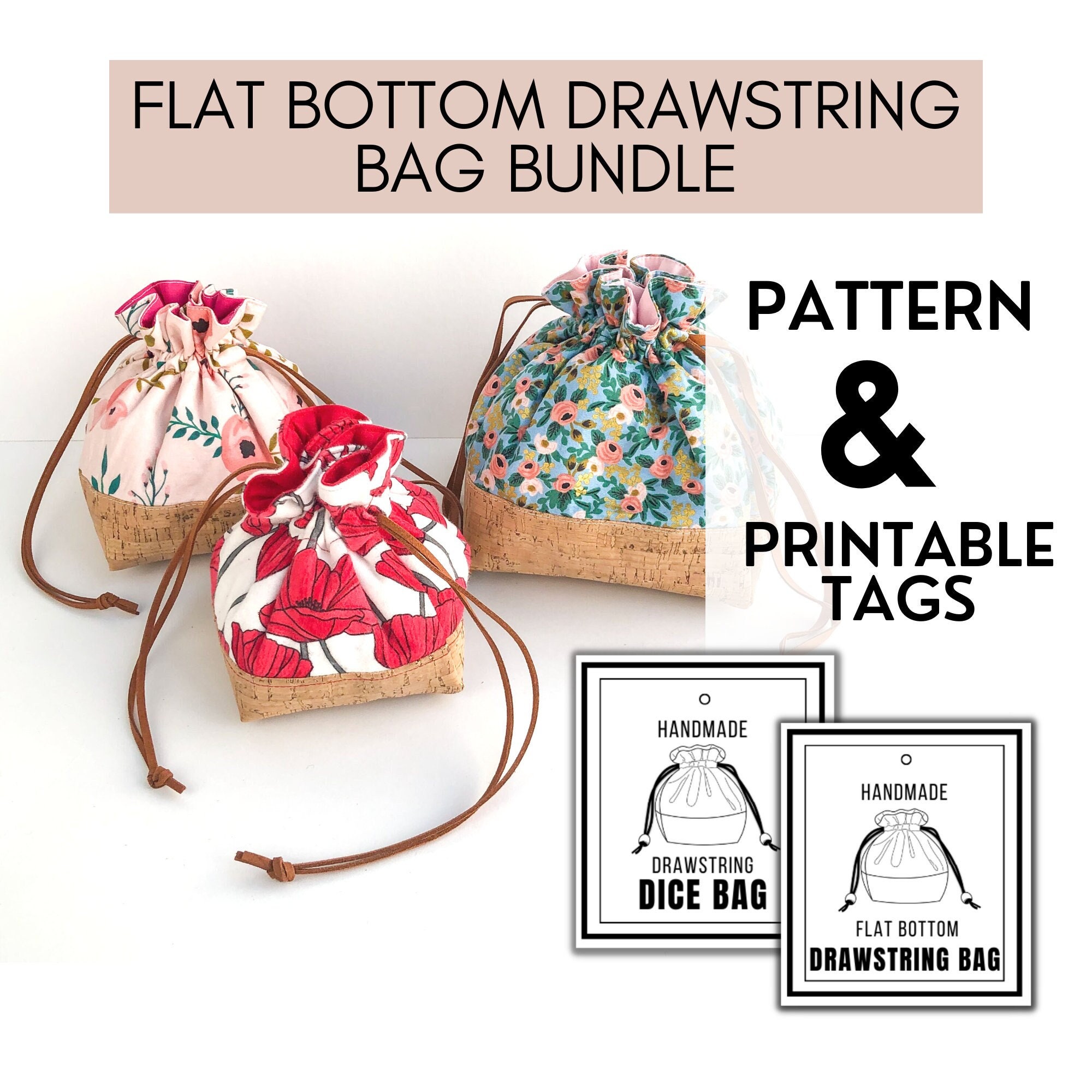 Drawstring Bag Sewing Pattern & Bag Tag Bundle | Instant Download ...