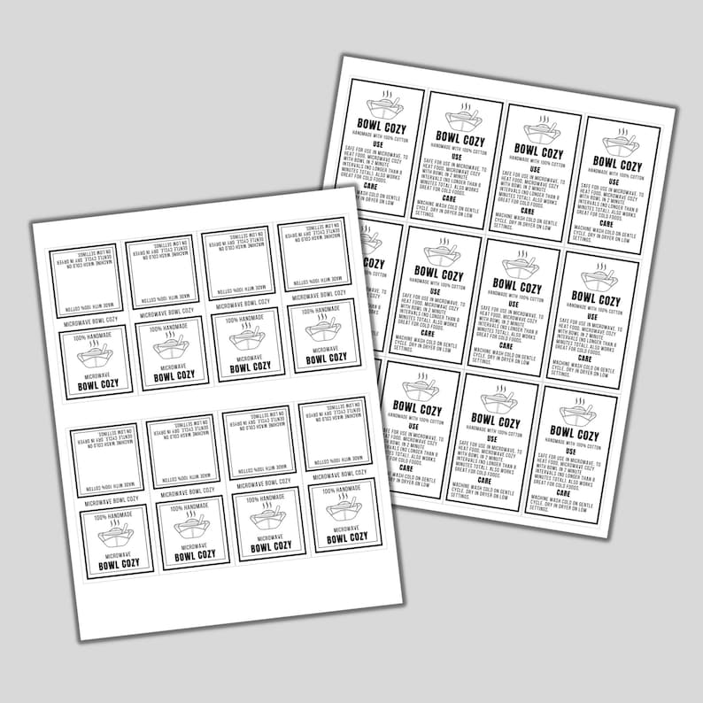 Microwave Bowl Cozy Bundle | PDF Sewing Pattern + Printable Cozy Label ...