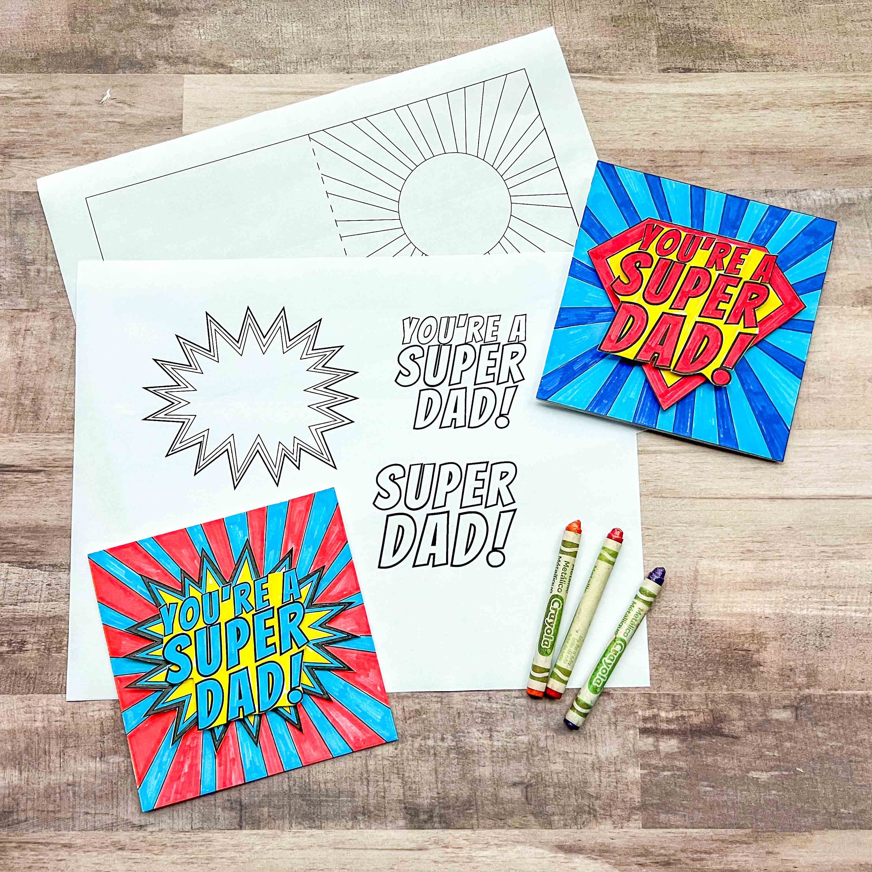 Printable Super Dad Coloring Card INSTANT DOWNLOAD Father's's Day ...