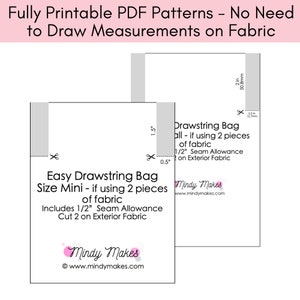 Easy Drawstring Bag PDF Sewing Pattern | 4 Sizes | Instant Download ...