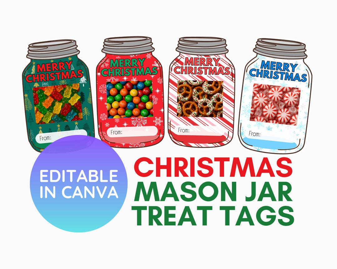 INSTANT DOWNLOAD Mason Jar Classroom Christmas Treats. PRINTABLE Candy ...