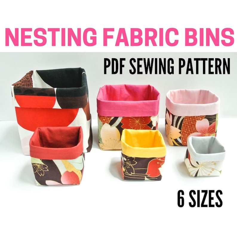 Fabric Bins PDF Sewing Pattern | Instant Download | Set of 6 Nesting ...