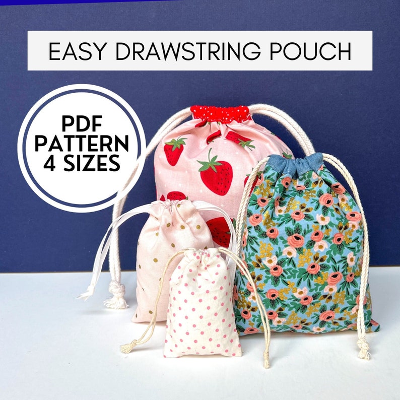 Easy Drawstring Bag PDF Sewing Pattern | 4 Sizes | Instant Download ...