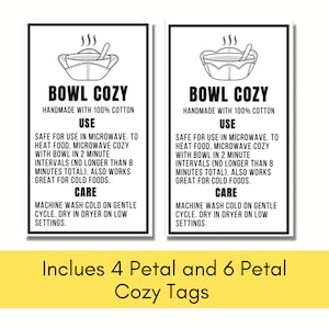 Microwave Bowl Cozy Bundle | PDF Sewing Pattern + Printable Cozy Label ...