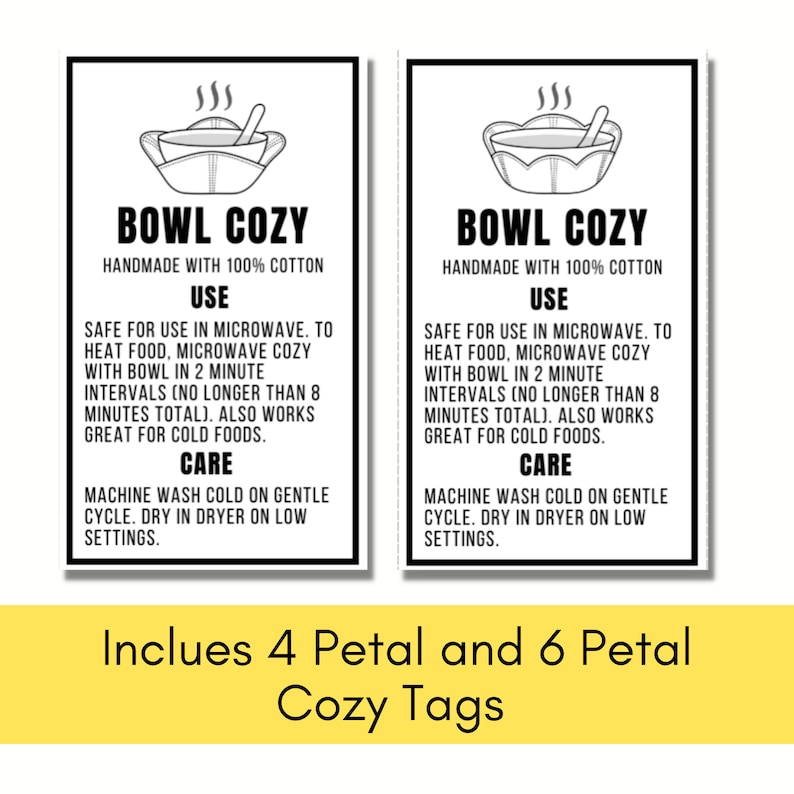 Microwave Bowl Cozy Bundle | PDF Sewing Pattern + Printable Cozy Label ...